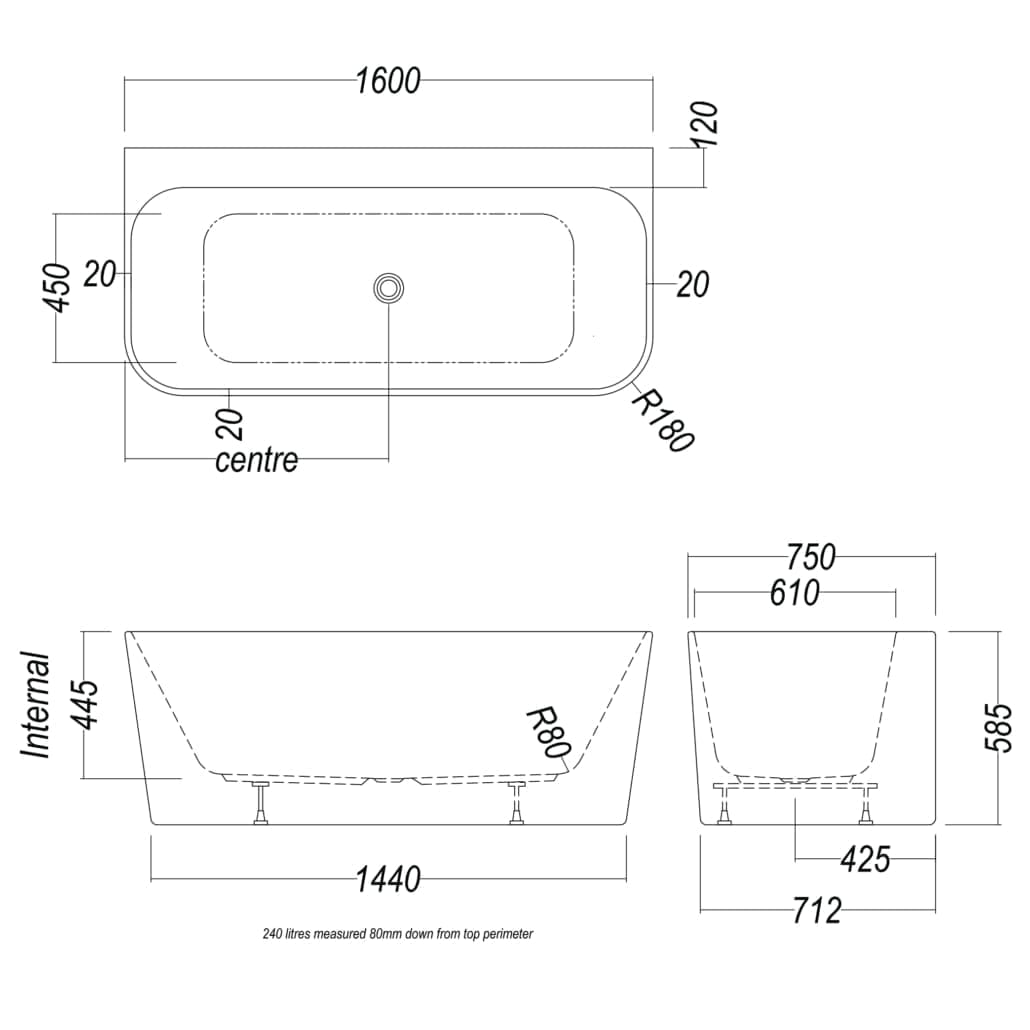Athena Contro 1600 Back-to-wall Bath | Harrison Bloy