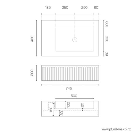 Meek Doric 750 Wall Hung Right Basin | Harrison Bloy