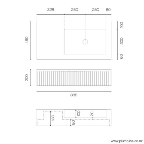 Meek Doric 900 Wall Hung Right Basin | Harrison Bloy